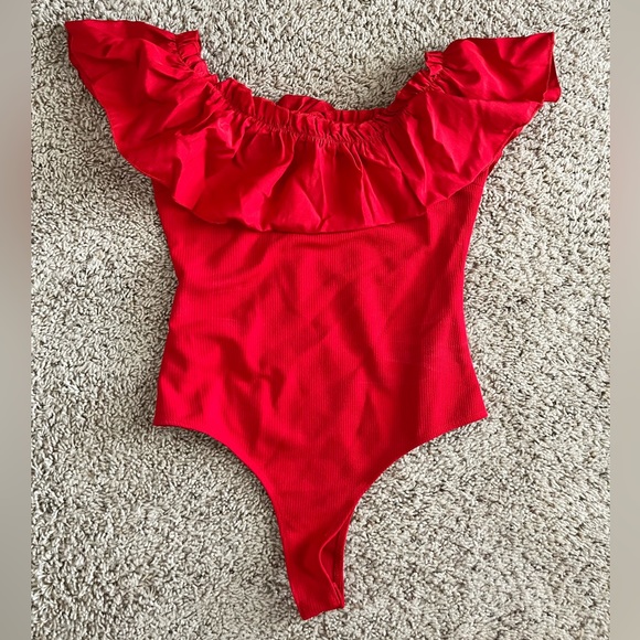 TCEC | Tops | Tcec Offtheshoulder Red Bodysuit | Poshmark
